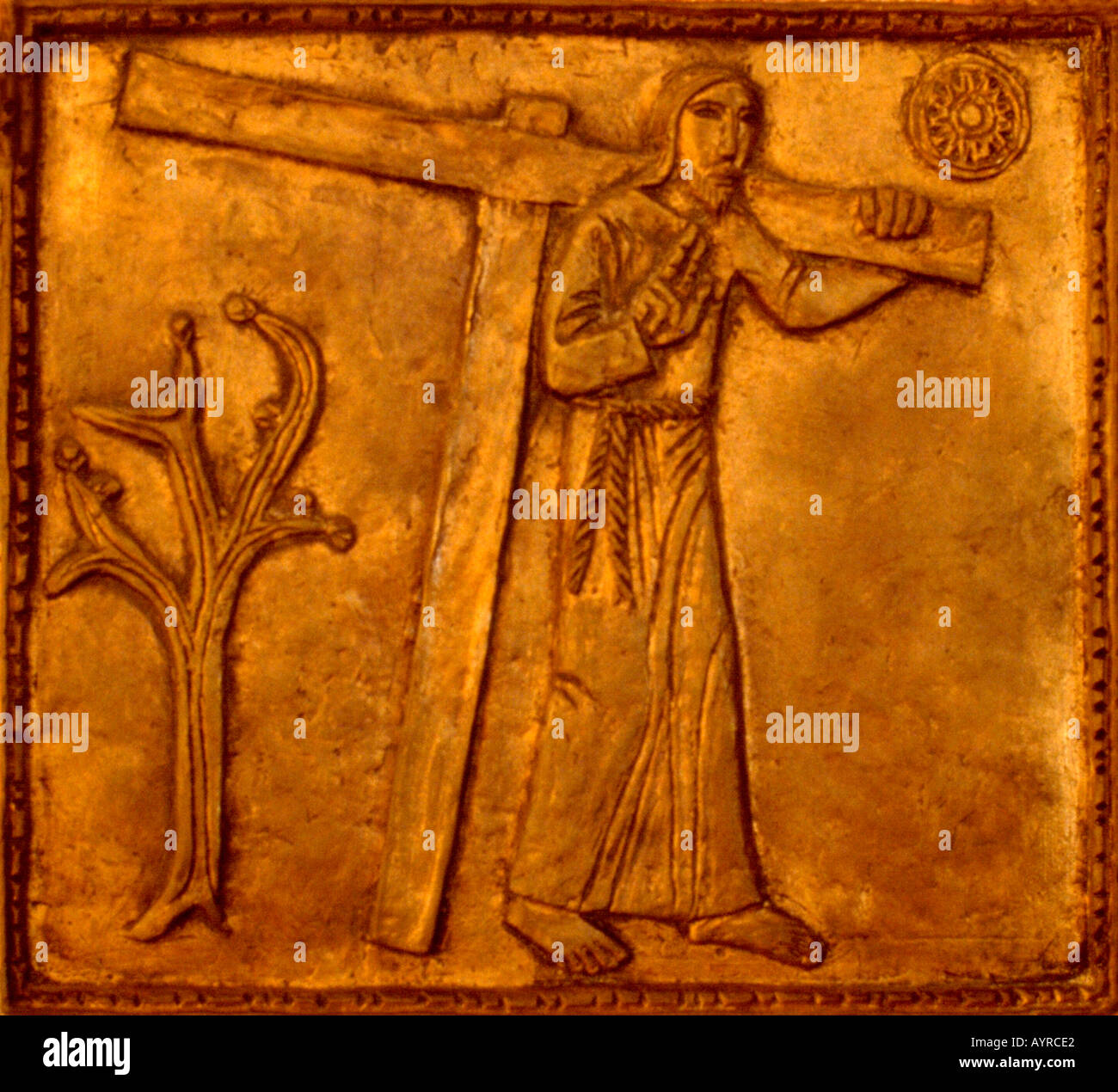 Stations of the Cross number two Jesus carrying cross on back ...