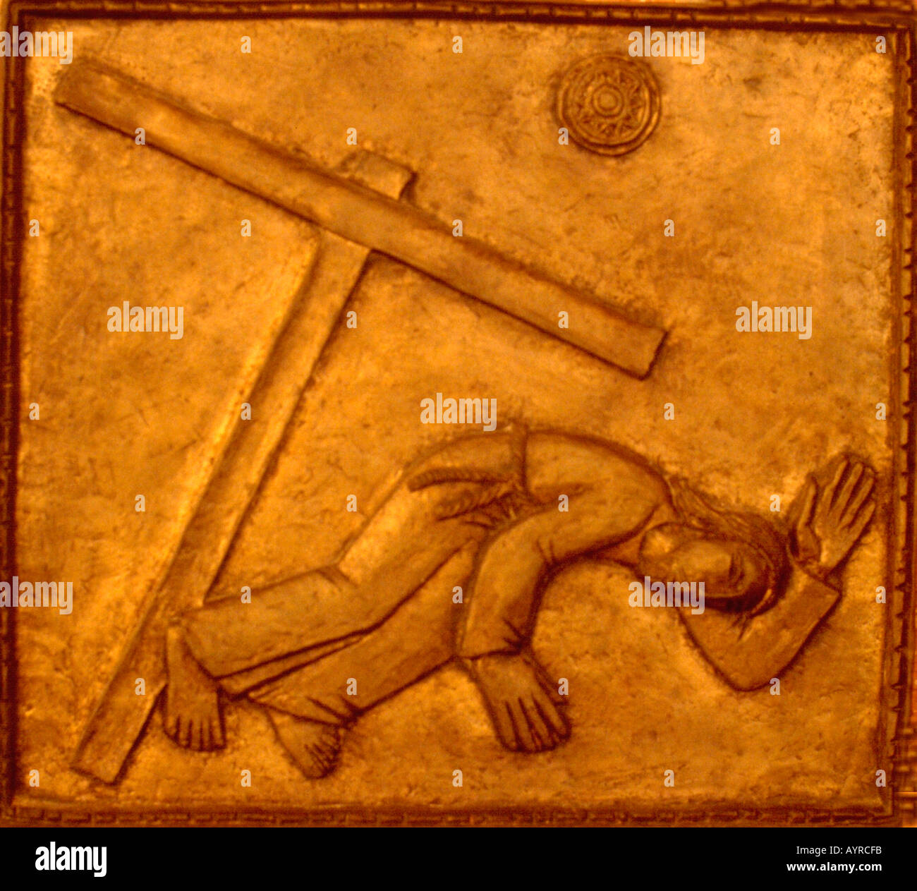 Stations of the Cross number nine Jesus falling over with cross ...