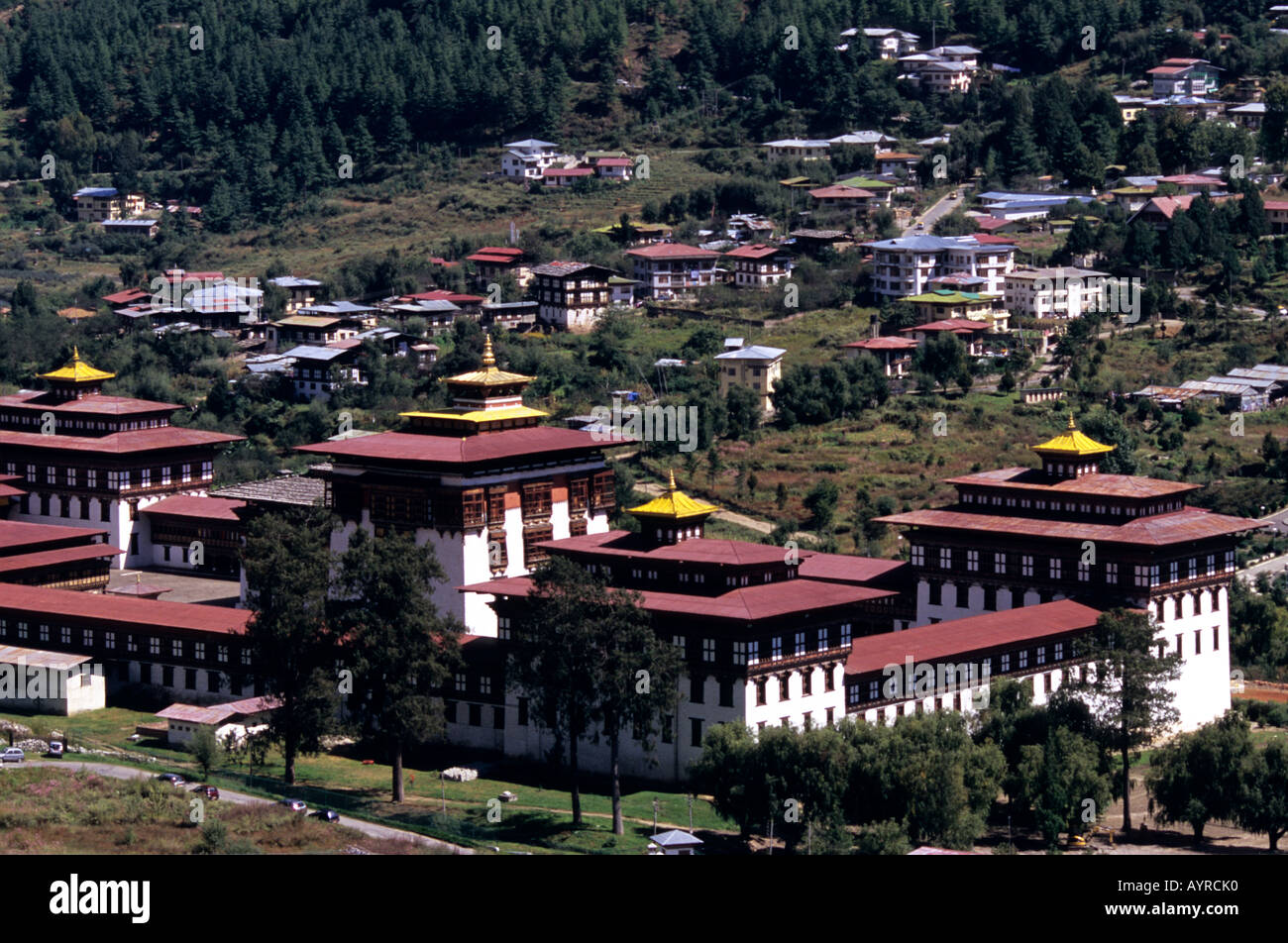View of the Tashichho Dzong in Thimphu, Bhutan Stock Photo - Alamy