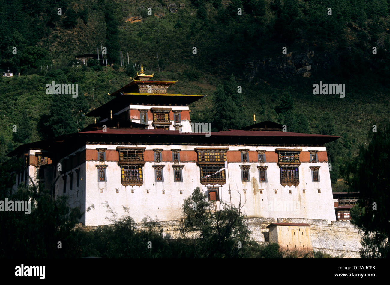 Rinpung Dzong, also known as Paro Dzong, the massive fortress which is ...