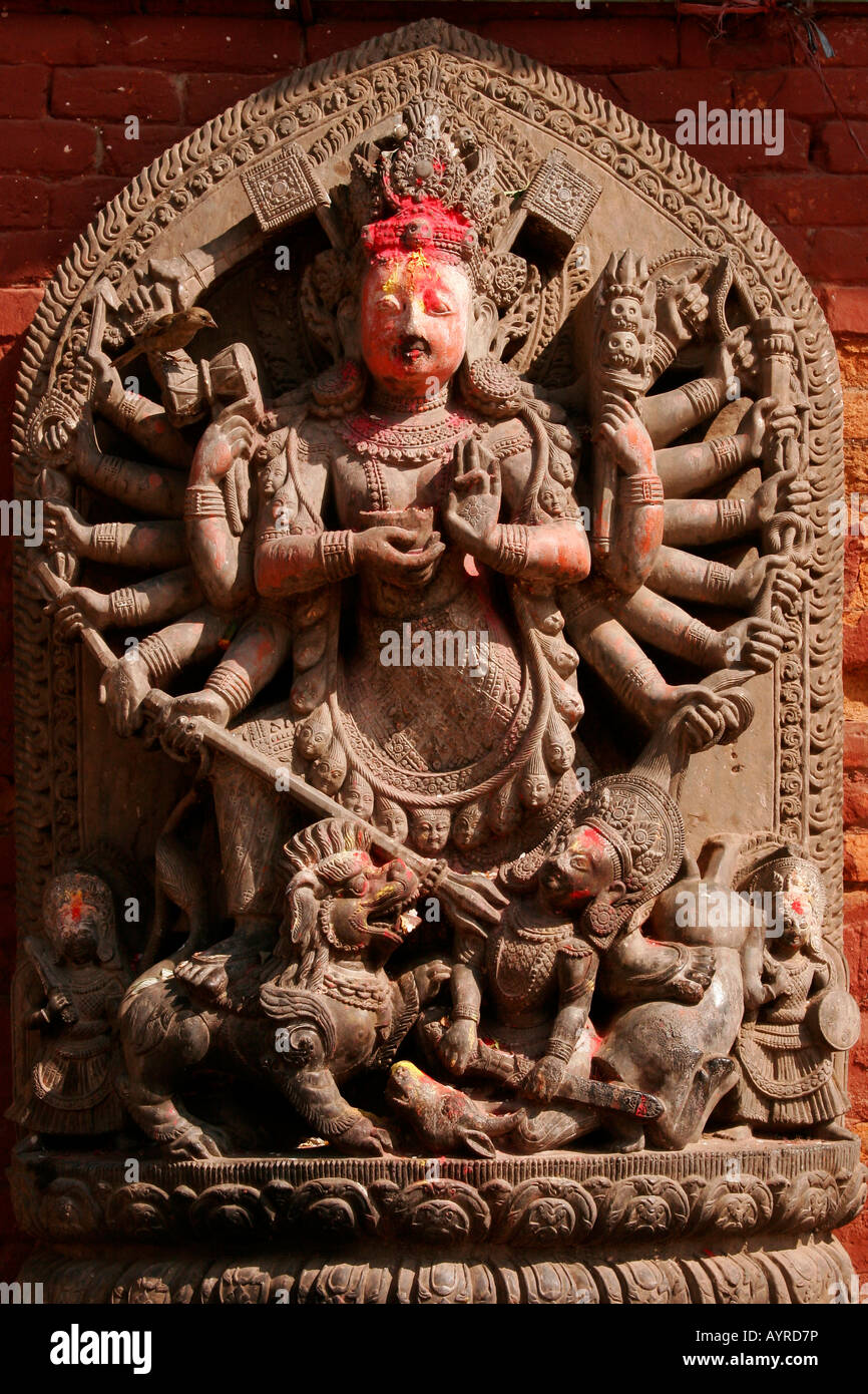 Statue of a multiple-armed god, Durbar Square, Bhaktapur, Nepal, Asia ...