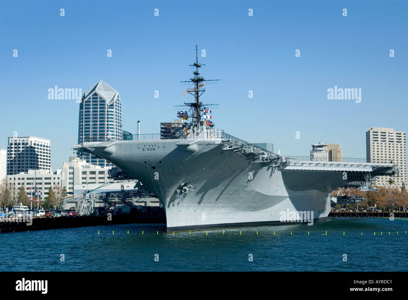 US NAVY SECOND WORLD WAR MILITARY AIRCRAFT CARRIER MOORED IN SAN DIEGO ...