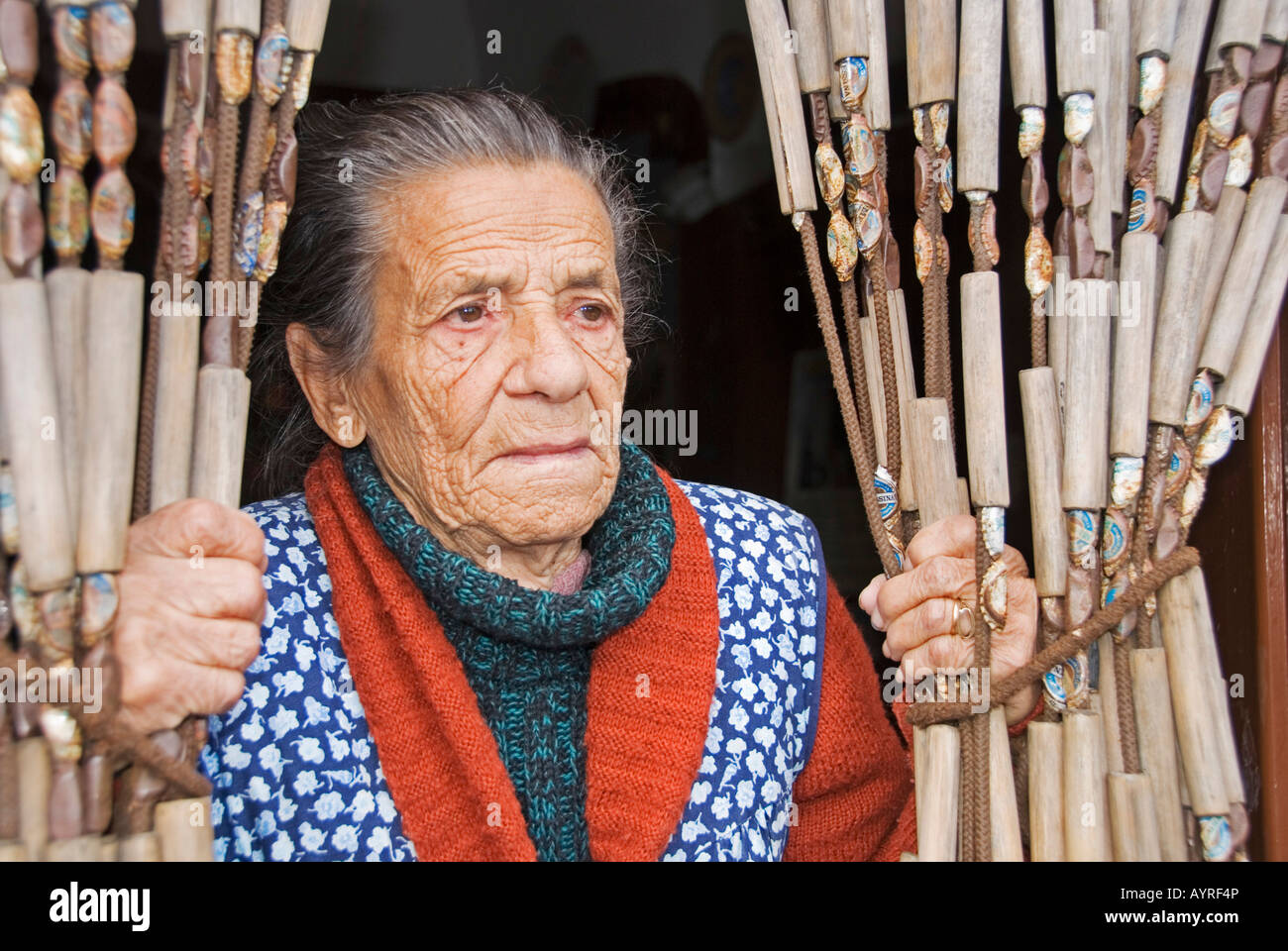 Portrait of an old woman, wrinkled face, Apulia, Southern Italy Stock ...