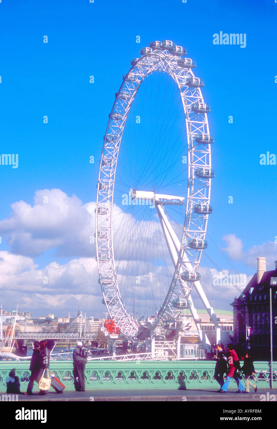 London Eye observation wheel on the Thames River in England Stock Photo ...