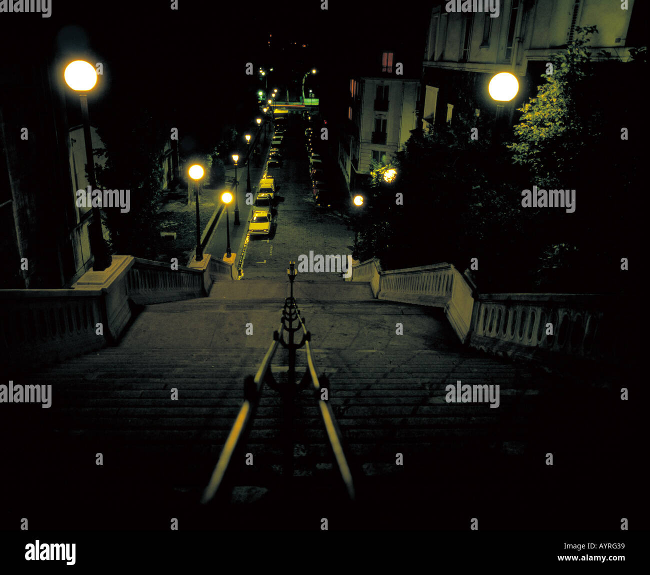 Stairs at Night Stock Photo - Alamy