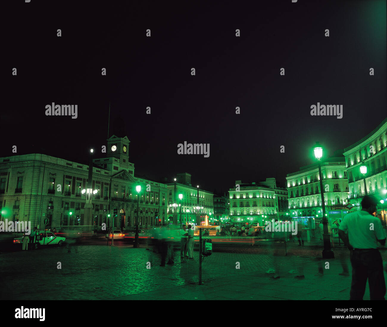 European Architecture at Night with People Stock Photo - Alamy
