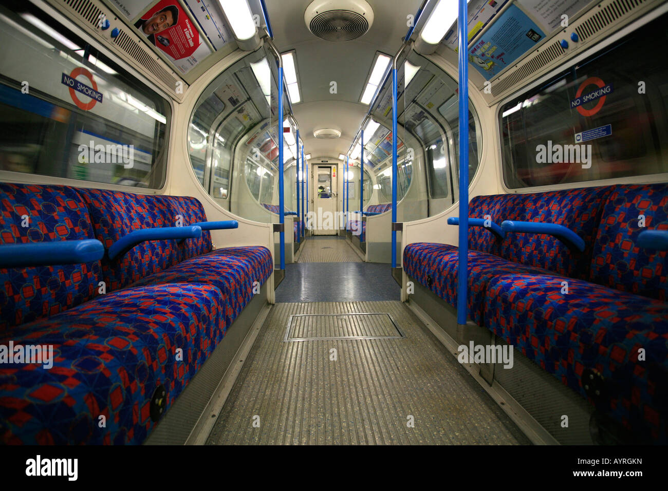 Interior, Victoria Line train, London Underground, London, England, UK ...