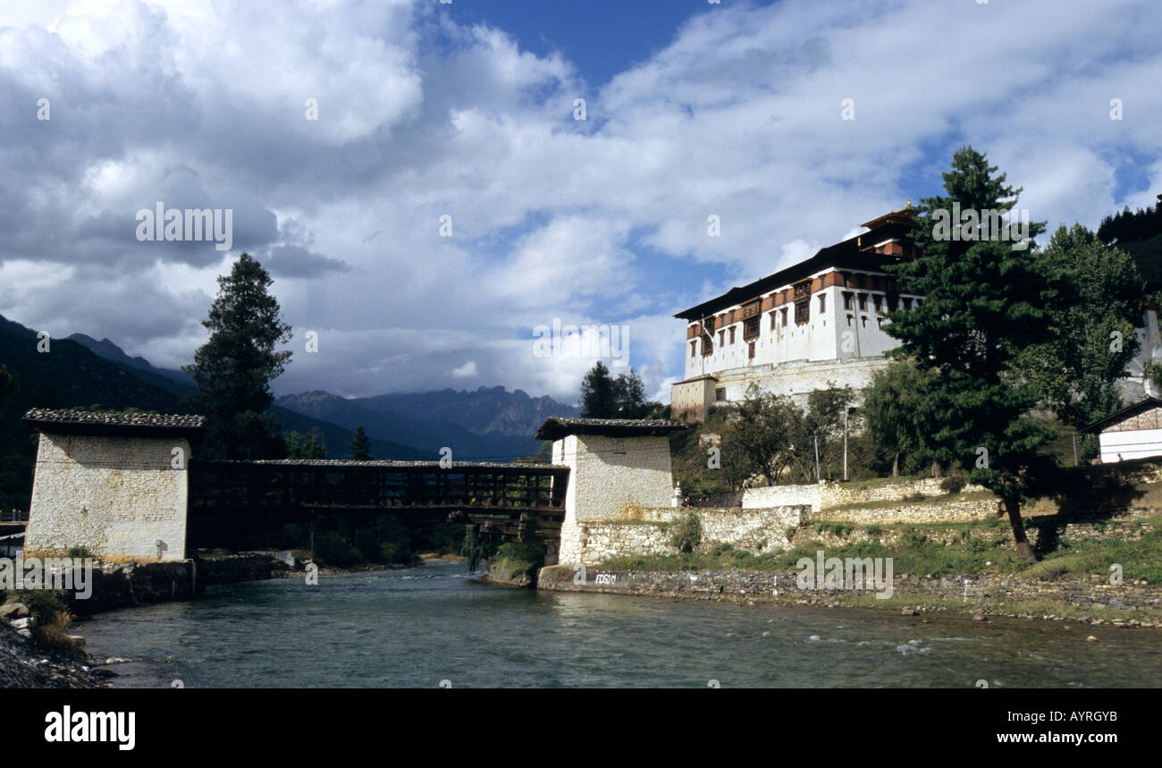Rinpung Dzong, the massive fortress which is also the administrative ...