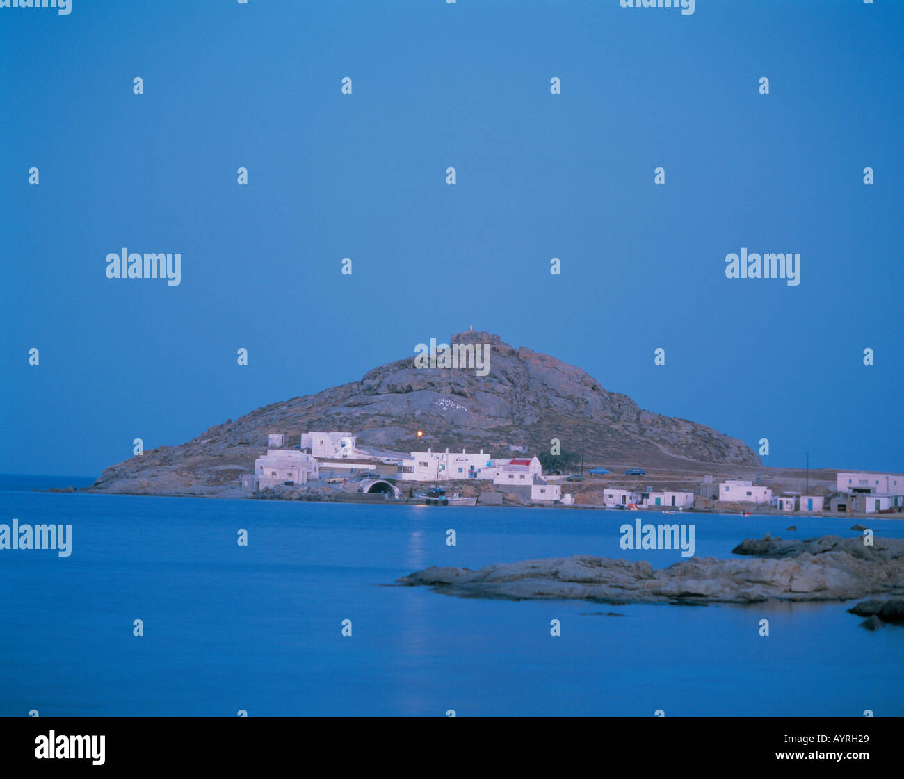 Rugged Island with Town Stock Photo - Alamy