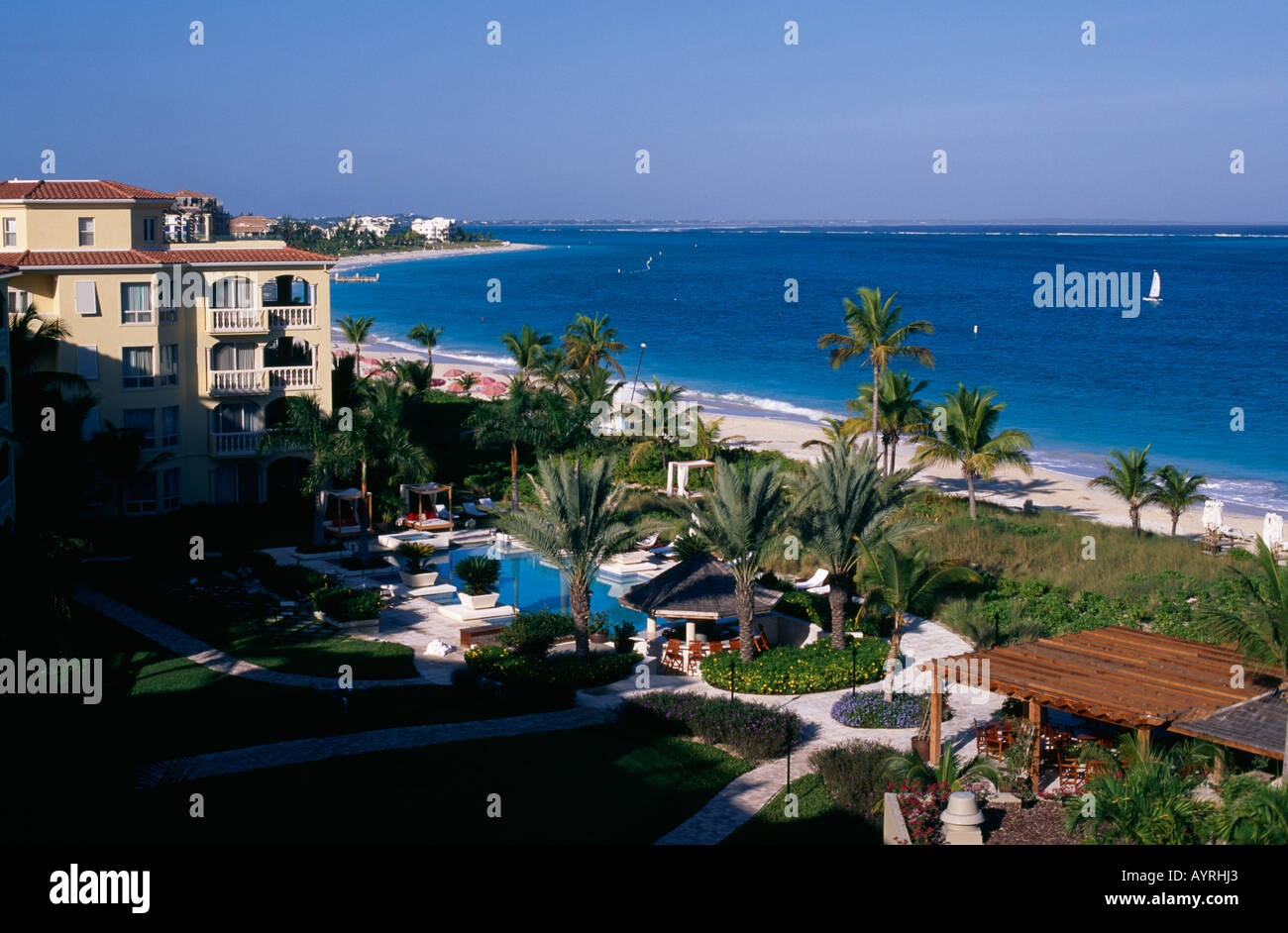 View from a penthouse suite at the Grace Bay Club luxury hotel, Grace ...