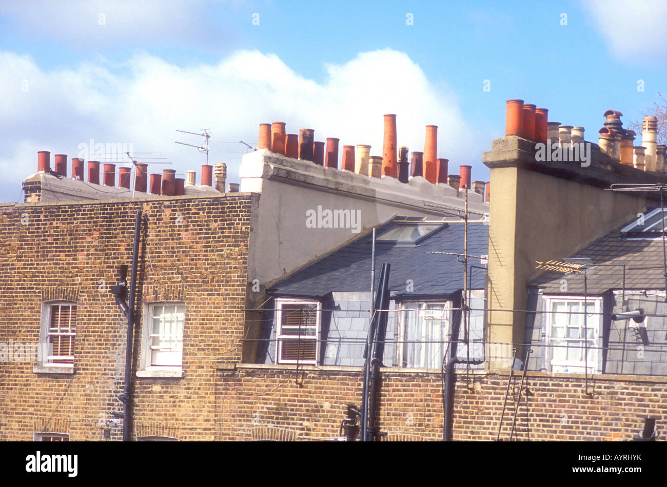 London England roof tops and chimnies or chimneys Stock Photo - Alamy