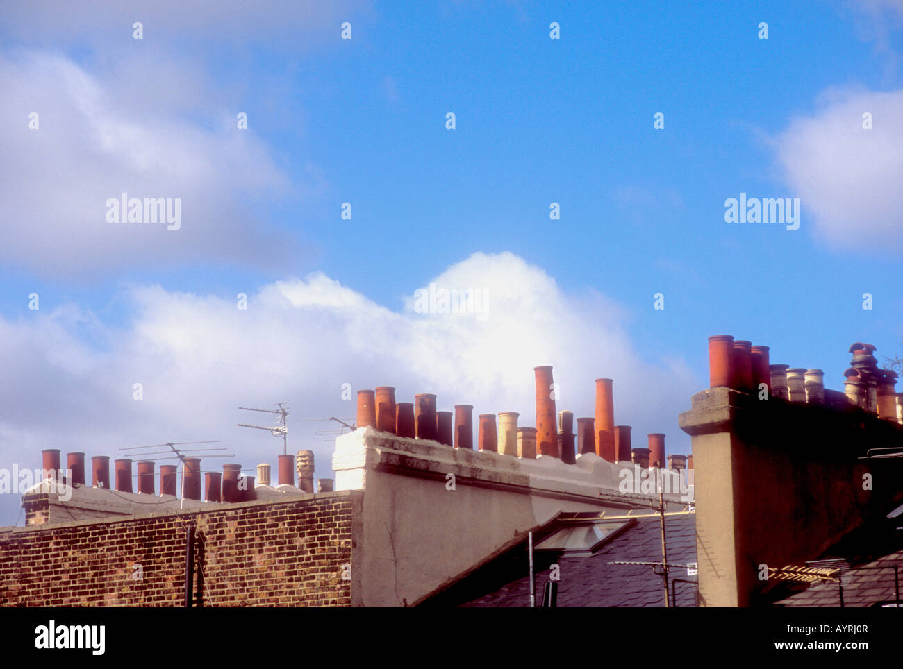 London England roof tops and chimnies or chimneys Stock Photo - Alamy