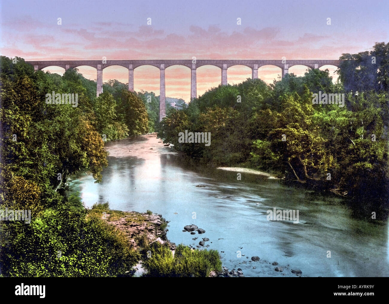 Pontcysyllte aqueduct designed by Telford on the Llangollen canal over ...