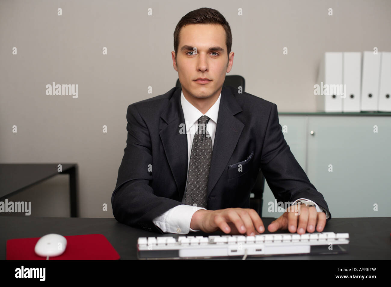Businessman using a computer, portrait Stock Photo - Alamy