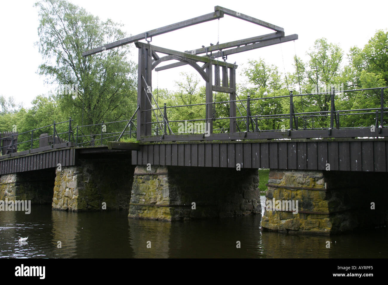 Old wooden draw bridge in the old town Fredrikstad Norway Stock Photo ...