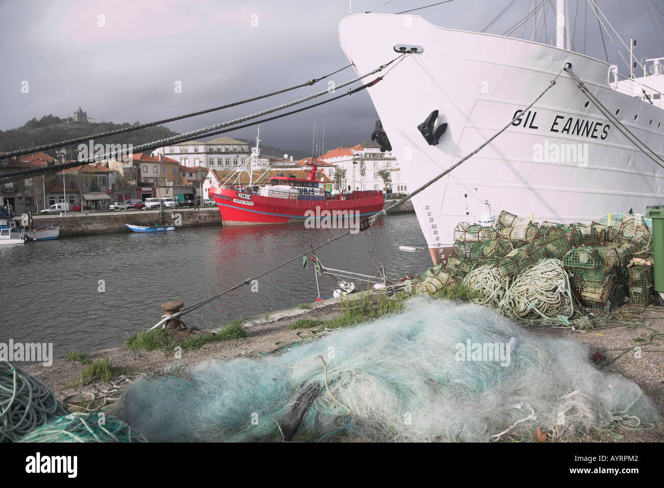 Gil Eannes, former hospital ship now youth hostel, moored in Viana do ...