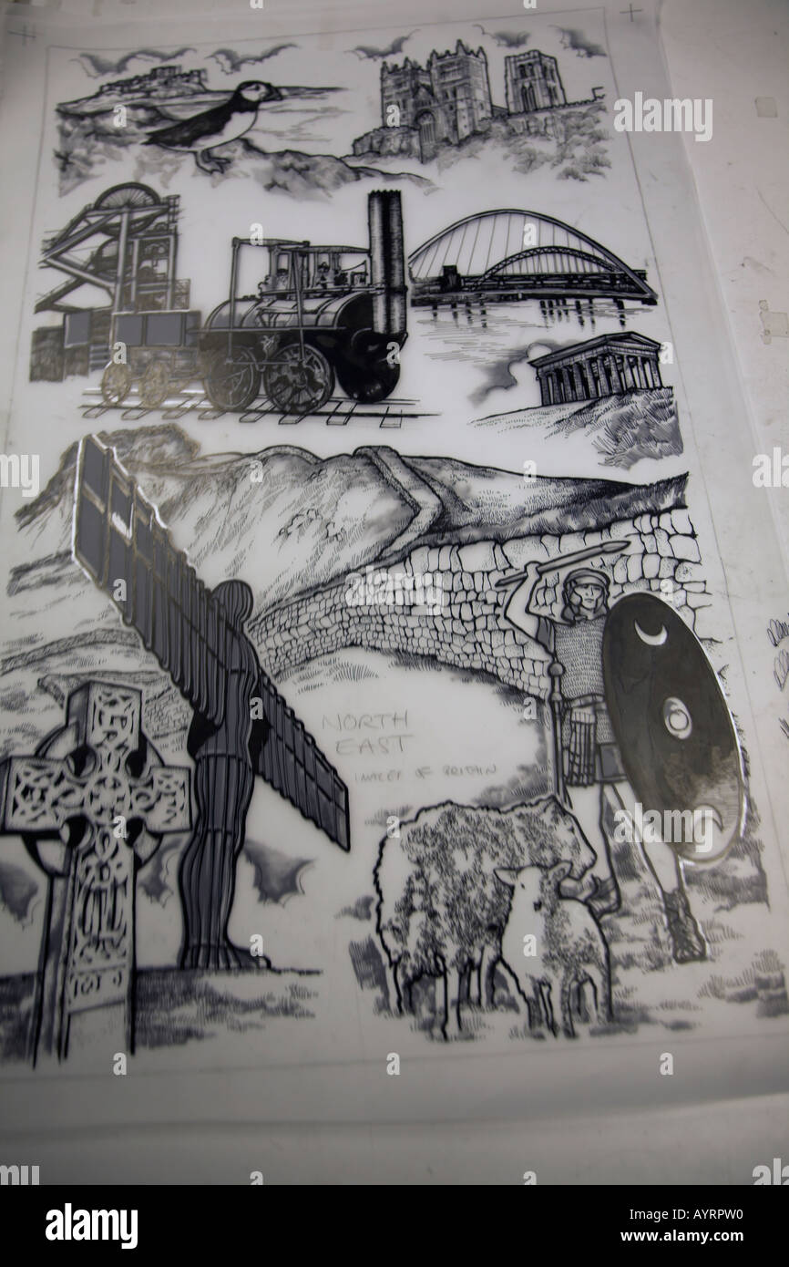 Master drawings for tea towel of north east England Stuart Morris ...