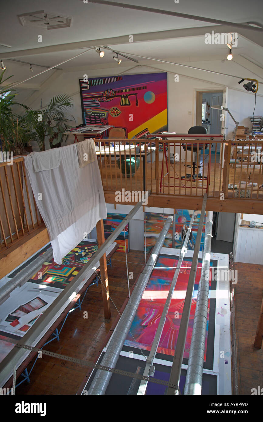 Stuart Morris silk screen textile artist studio, Hadleigh, Suffolk ...