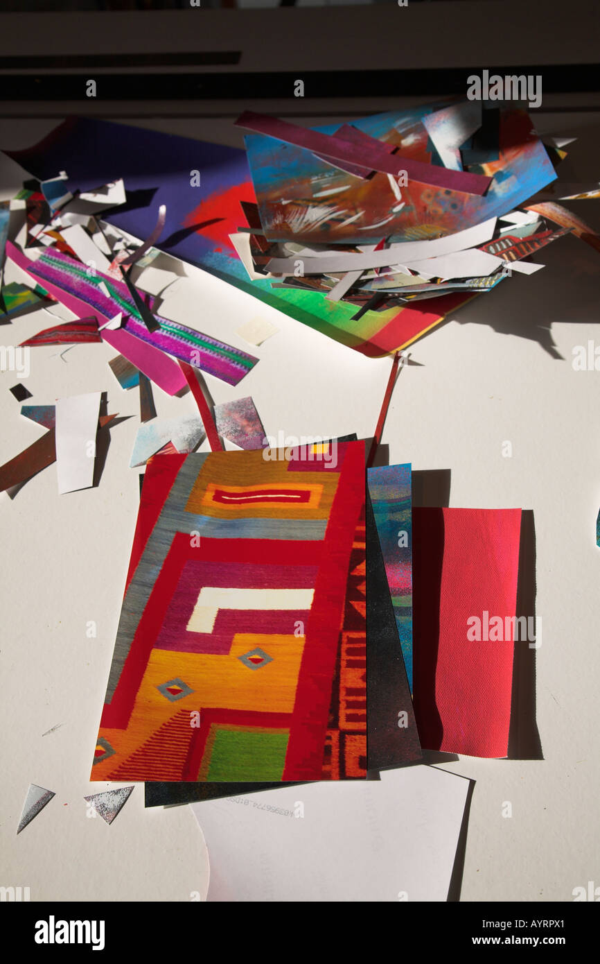 Scraps of material Stuart Morris silk screen textile artist studio ...