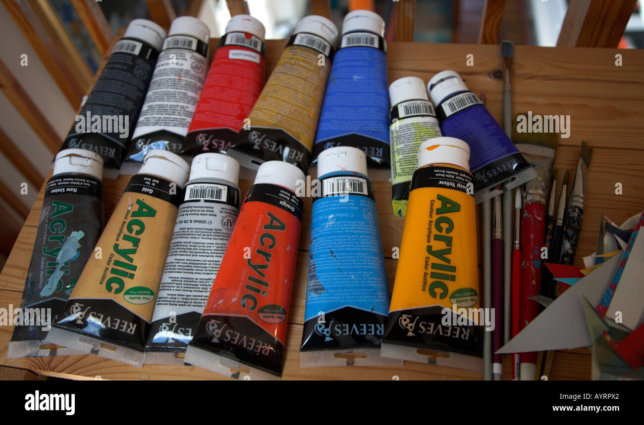 Tubes of paint Stuart Morris silk screen textile artist studio ...