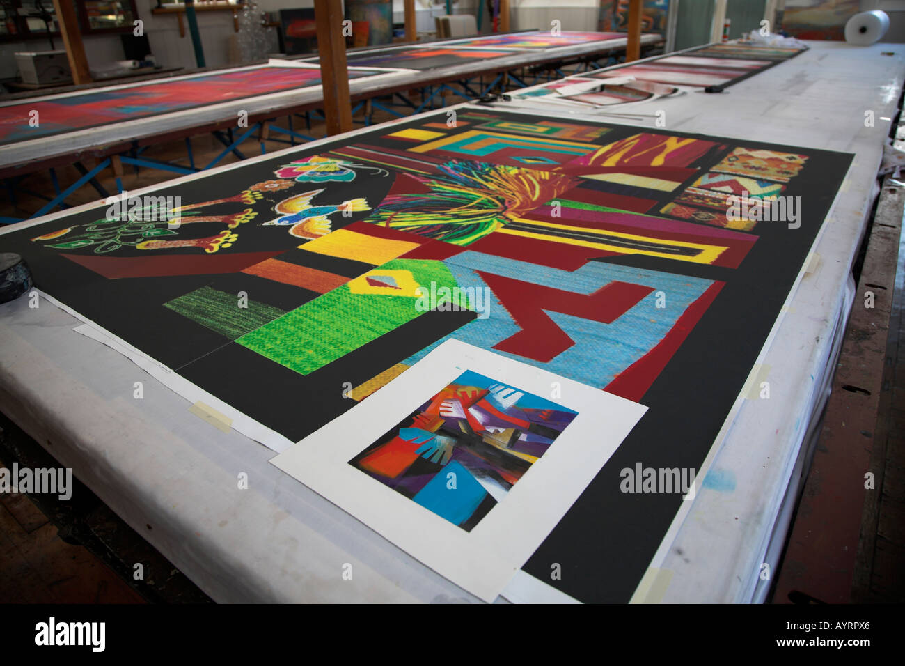 Stuart Morris silk screen textile artist studio, Hadleigh, Suffolk ...