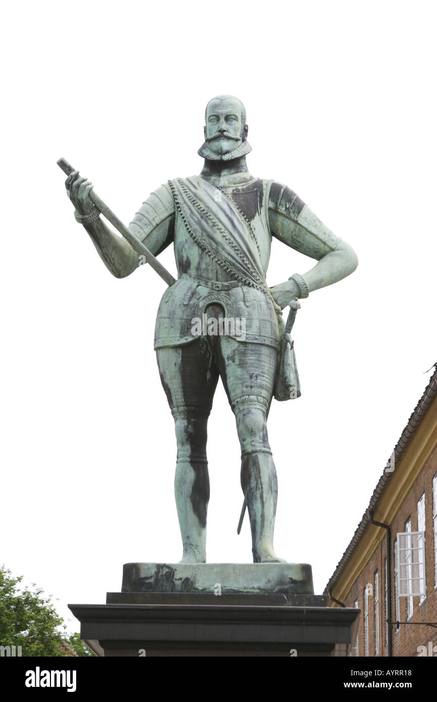 Statue of Fredrik II in the old town Fredrikstad Norway Stock Photo - Alamy