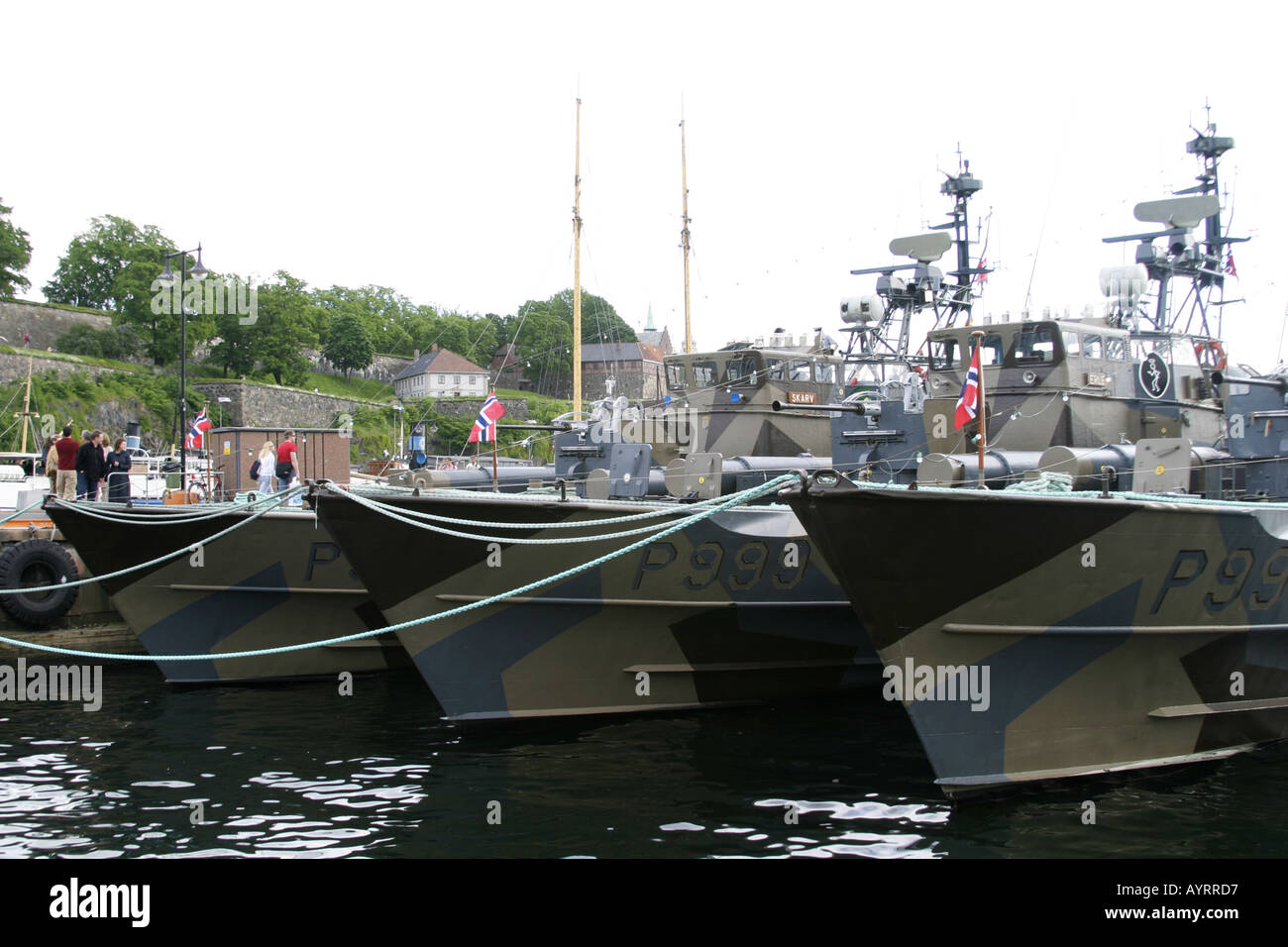 Patrol Boat from the Royal Norwegian Navy at dock in Oslo Norway Stock ...