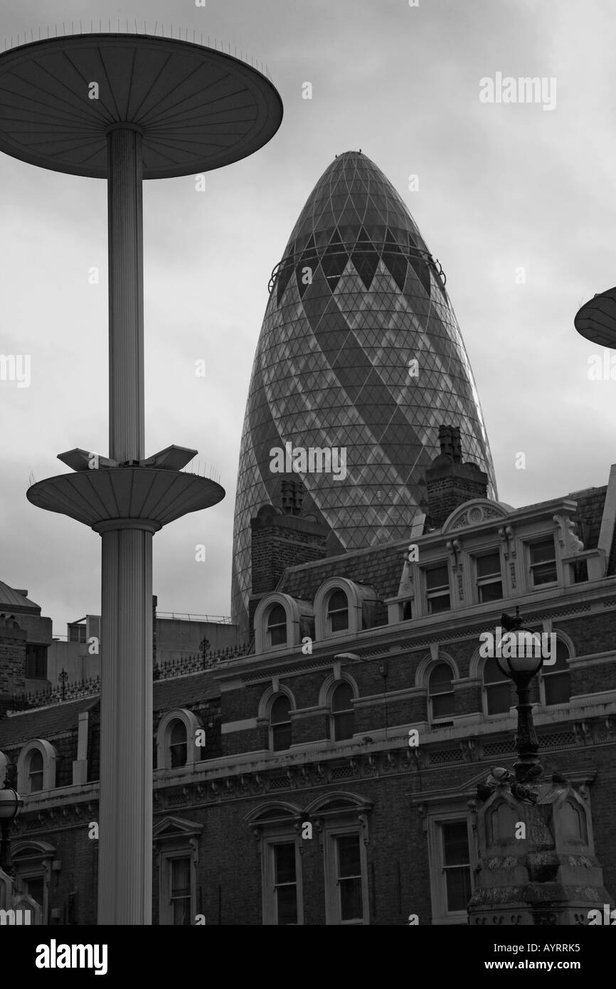Black and white photo of Swiss RE building London England Stock Photo ...