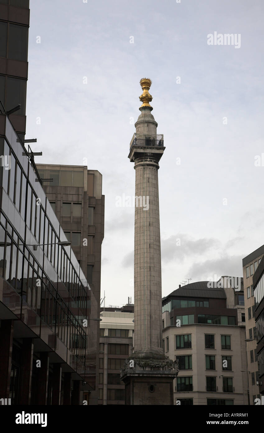 The Monument column City of London England Stock Photo - Alamy