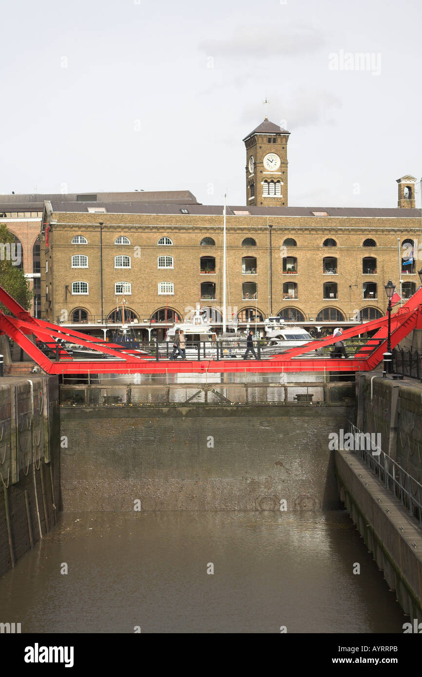 St Katherine's Dock lock gate London England Stock Photo - Alamy