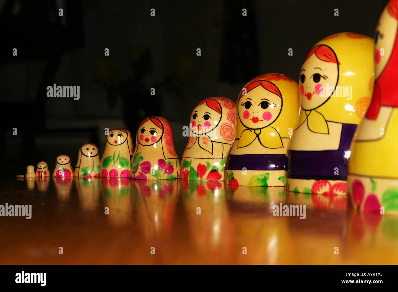 A set of Russian nested dolls. Also called Matryoshka or Babushka dolls ...