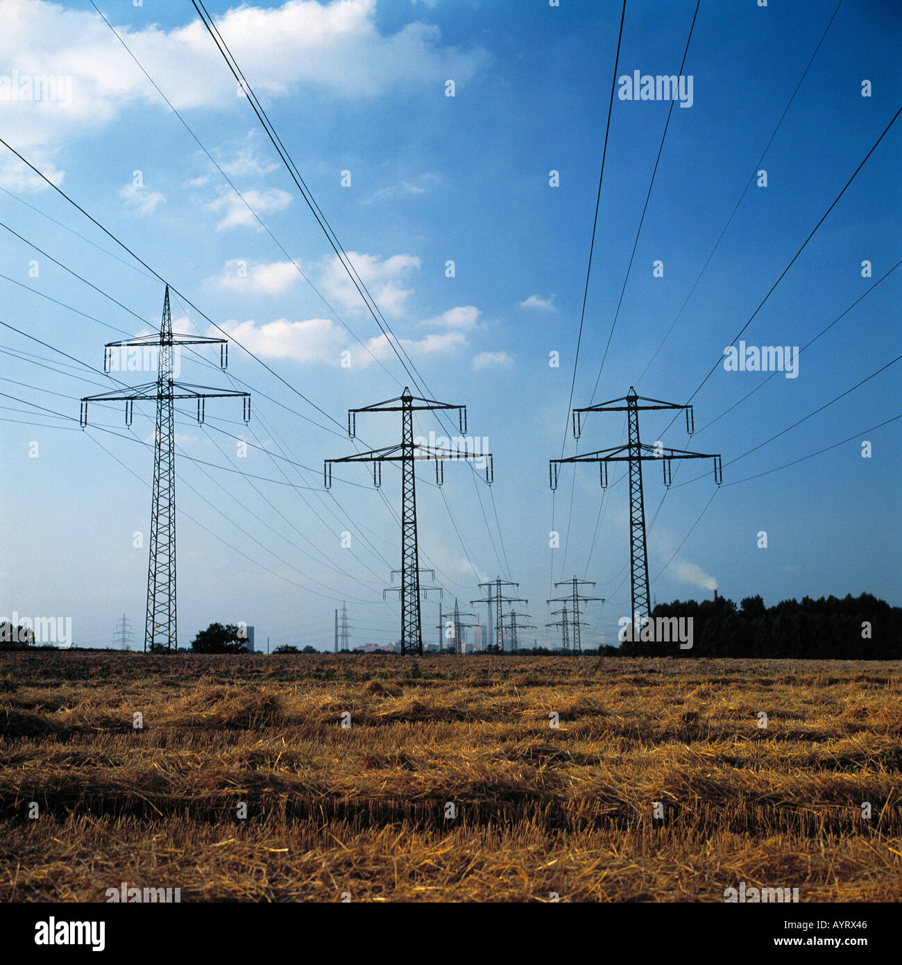 high voltage wires, current energy, power lines, mains, harvest ...