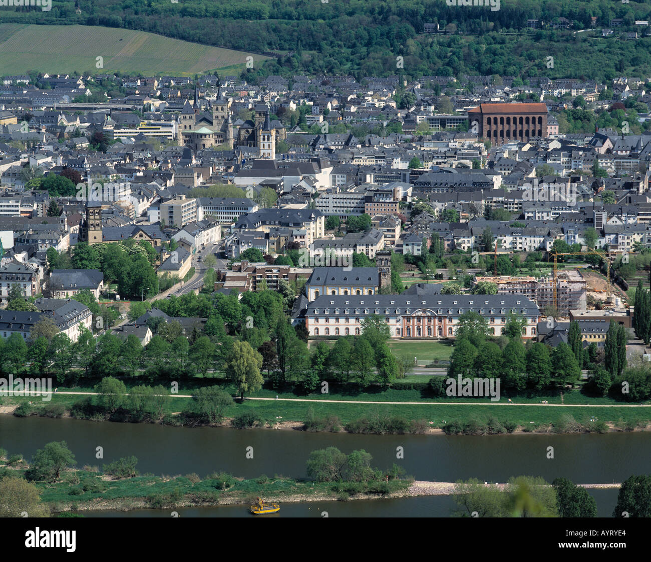 Stadtpanorama von Trier, Mosellandschaft, Flusslandschaft, Trier, Mosel ...