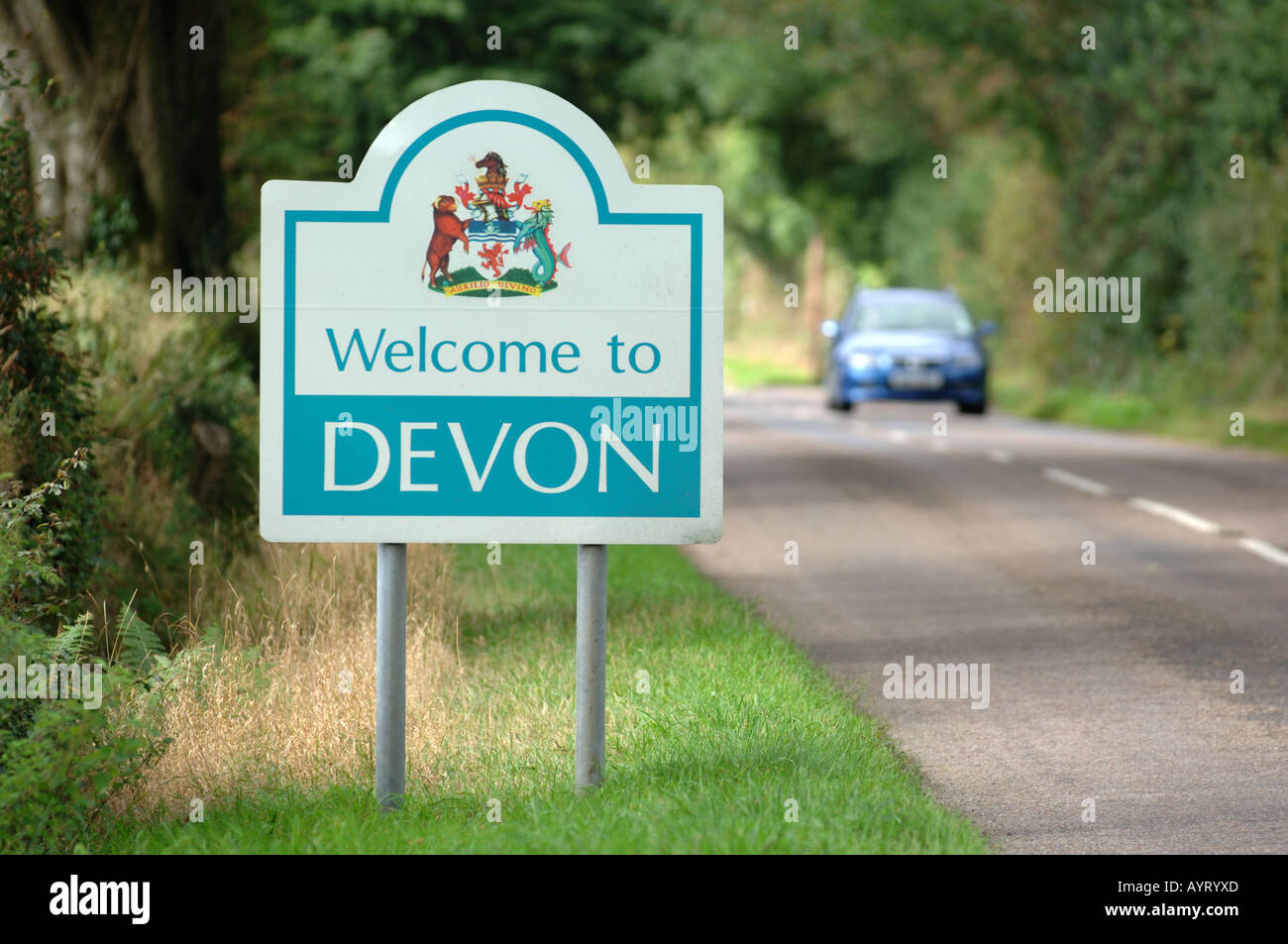 Devon sign, Welcome to Devon Britain UK Stock Photo - Alamy