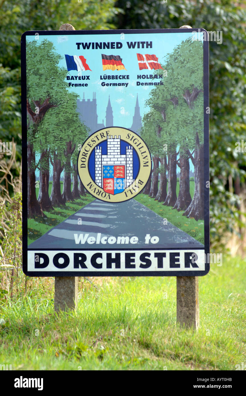 Dorchester, Welcome to Dorchester sign, Dorchester, Dorset Britain UK ...