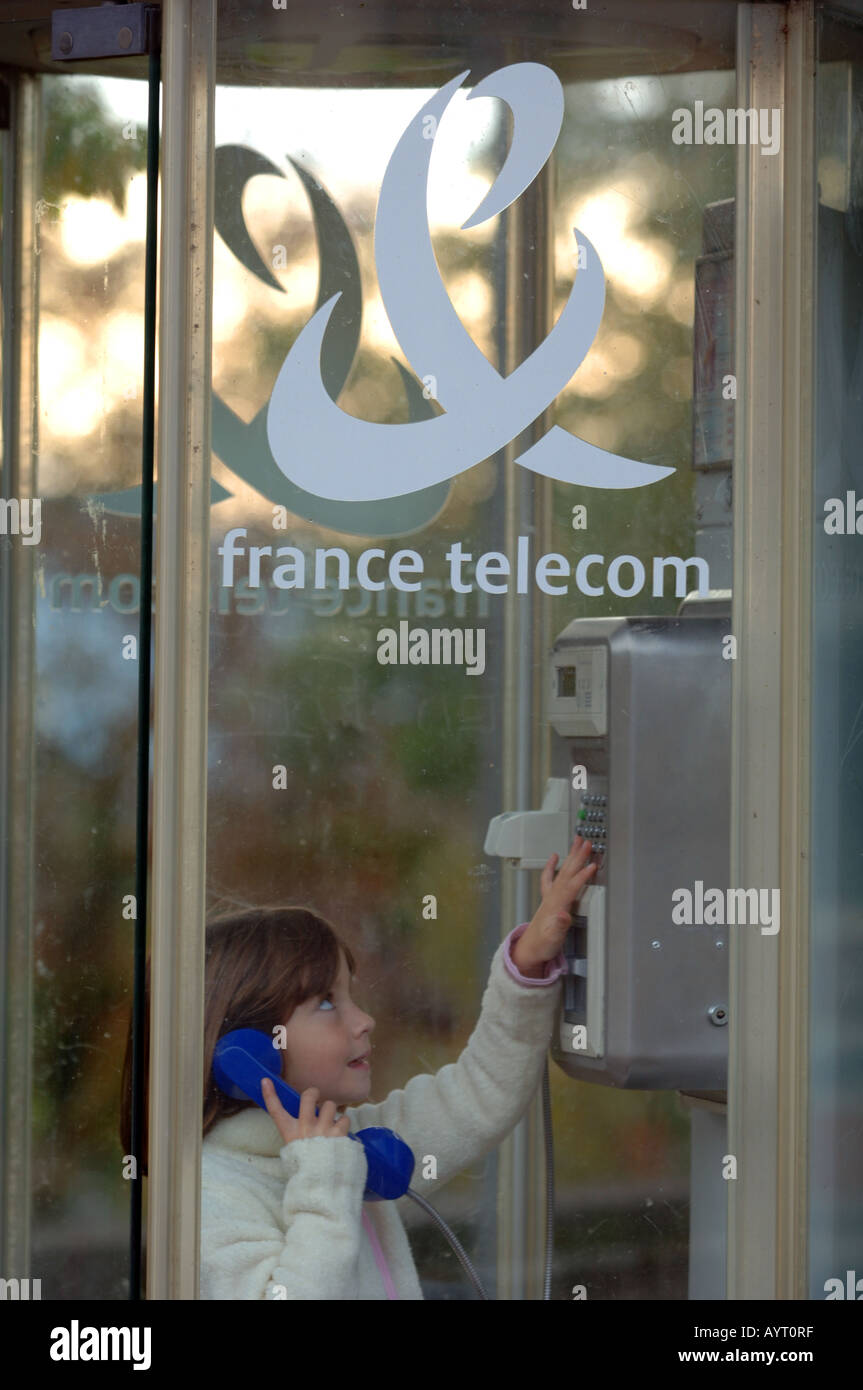 France Telecom public telephone booth, phone box, France Stock Photo ...