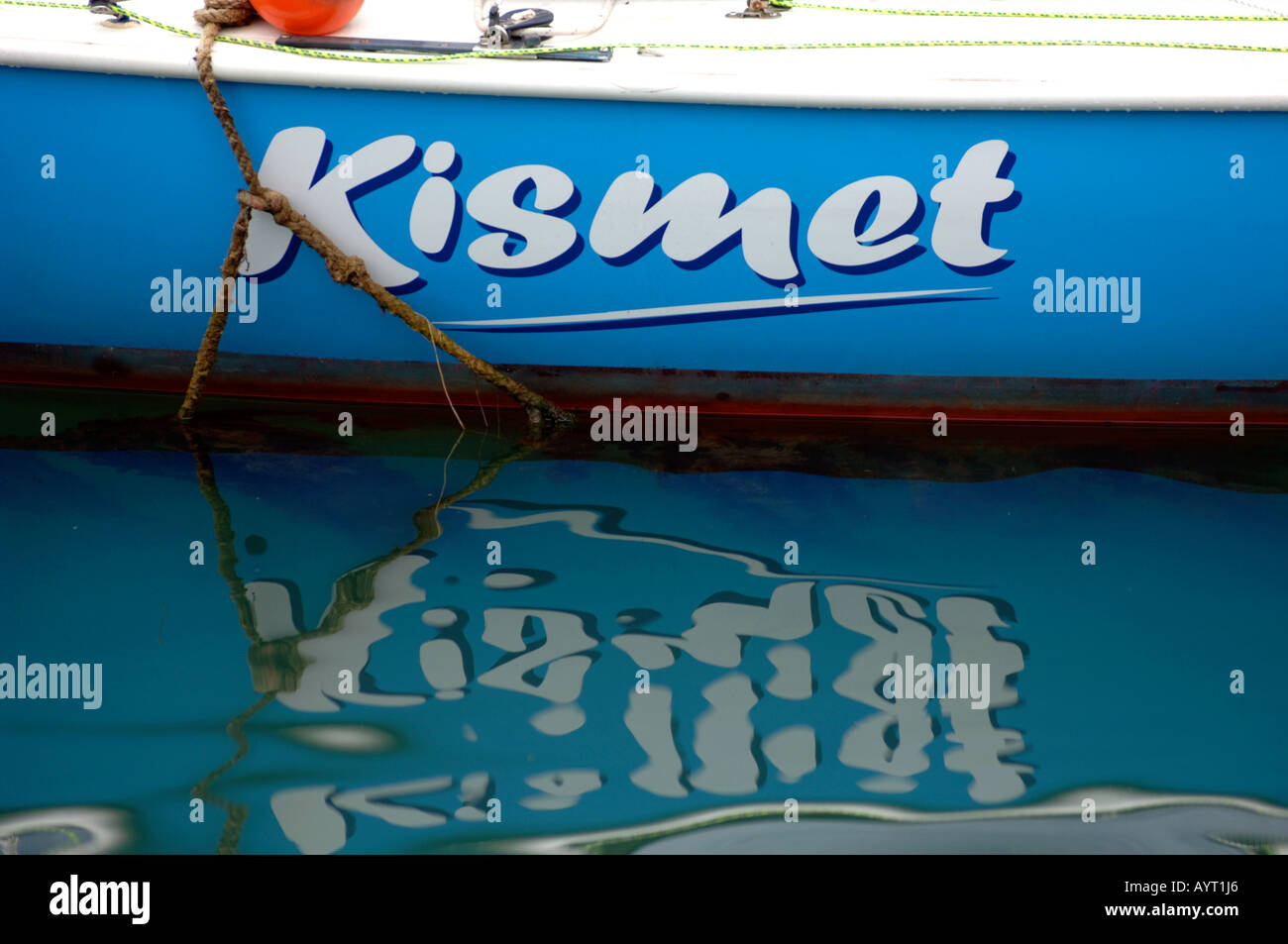 Kismet, word kismet on the hull of a boat Stock Photo - Alamy