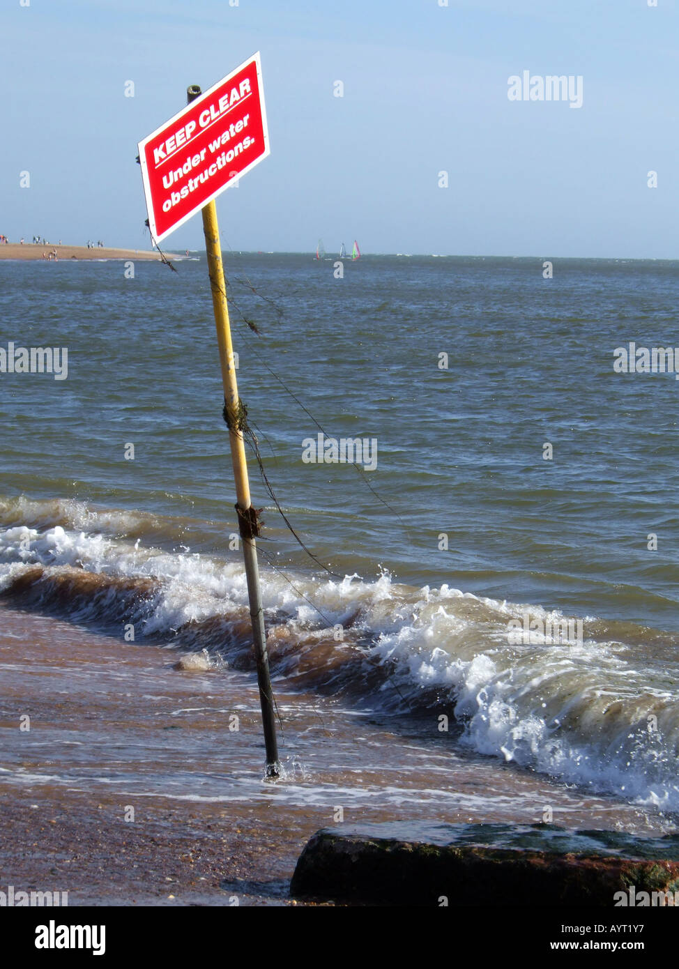Keep Clear Underwater Obstruction sign, Britain UK Stock Photo - Alamy