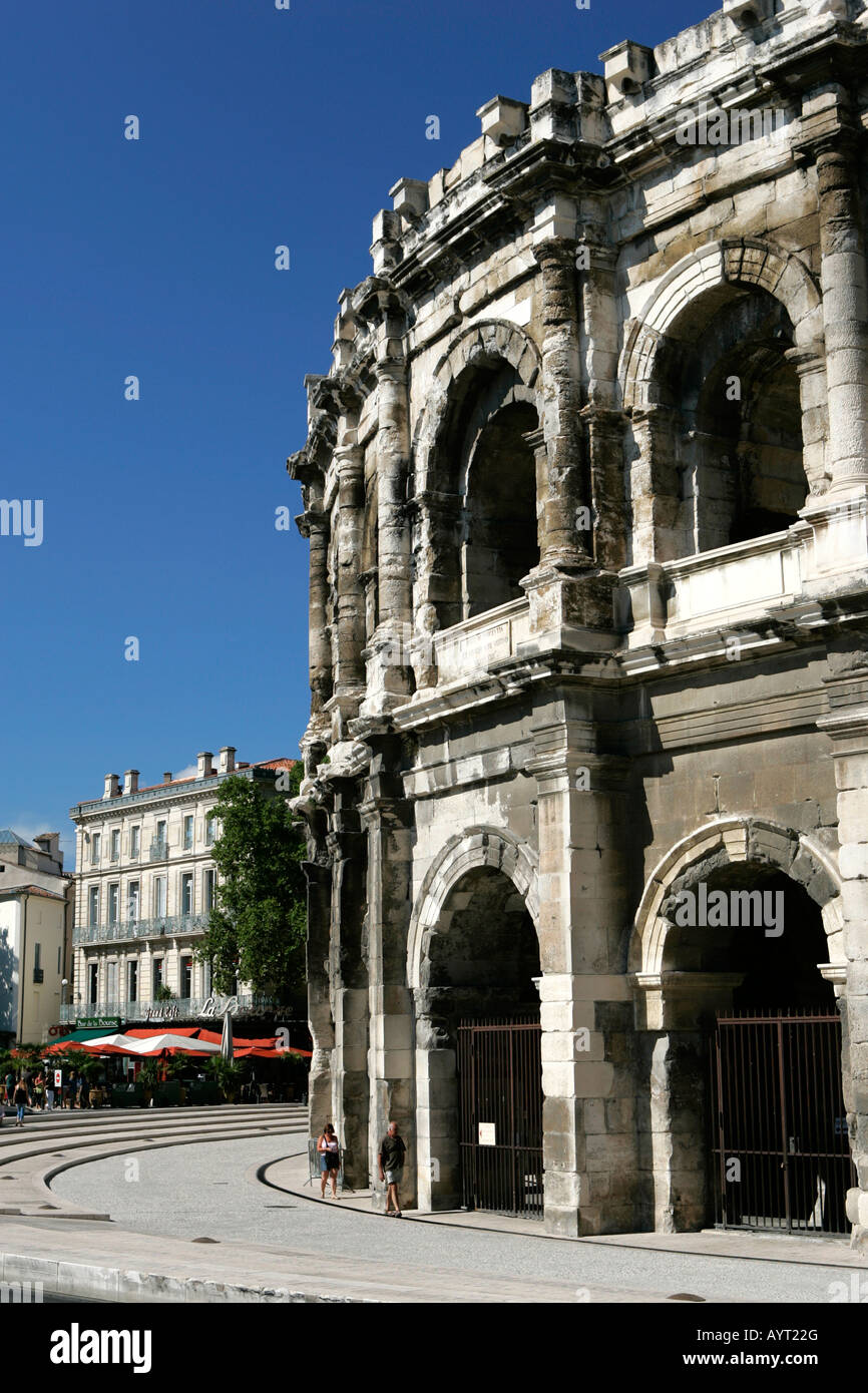 The amphitheatre at Nimes, Languedoc-Roussillon, France Stock Photo - Alamy