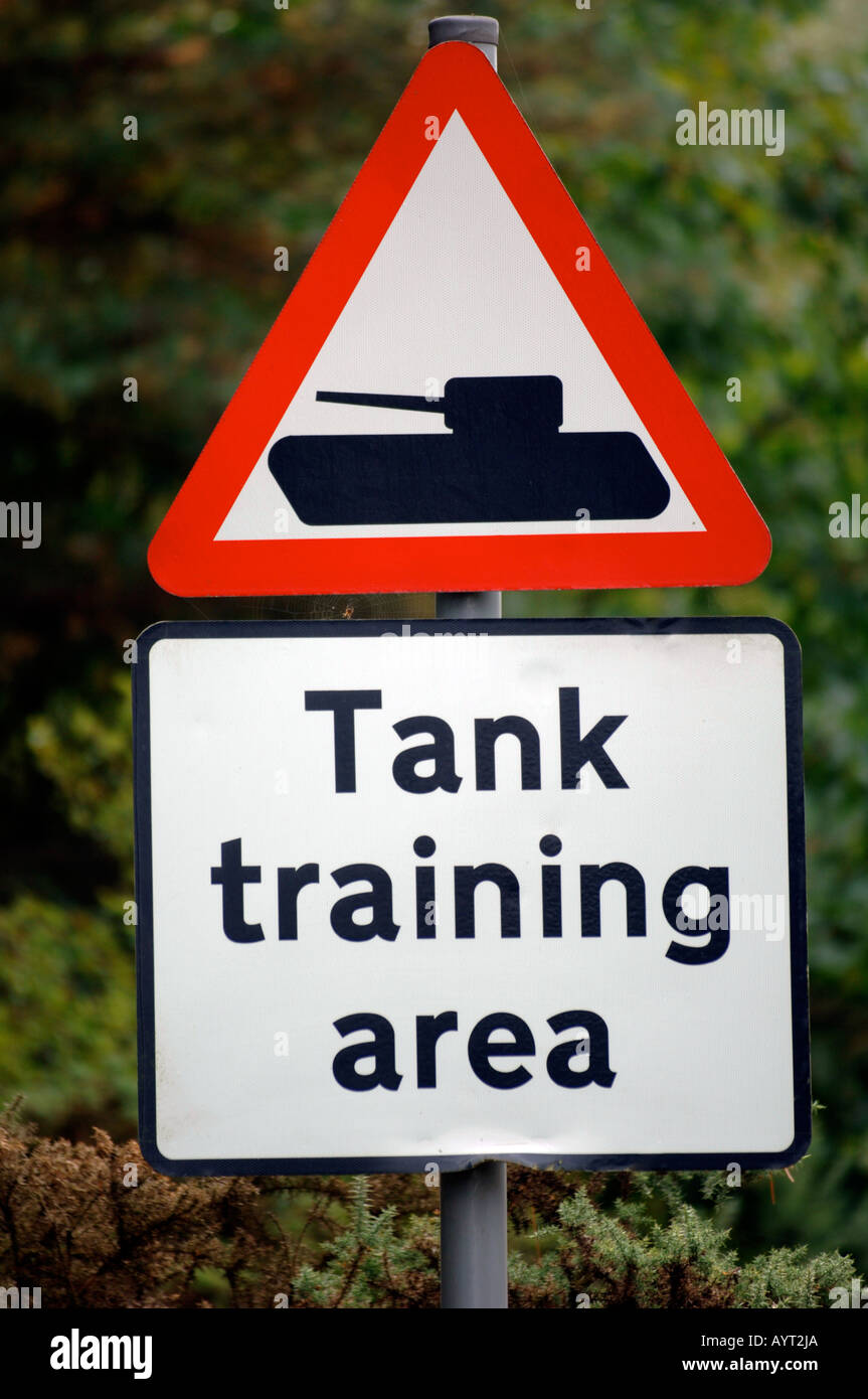 Tank training area sign, Bovington, Dorset, Britain UK Stock Photo - Alamy
