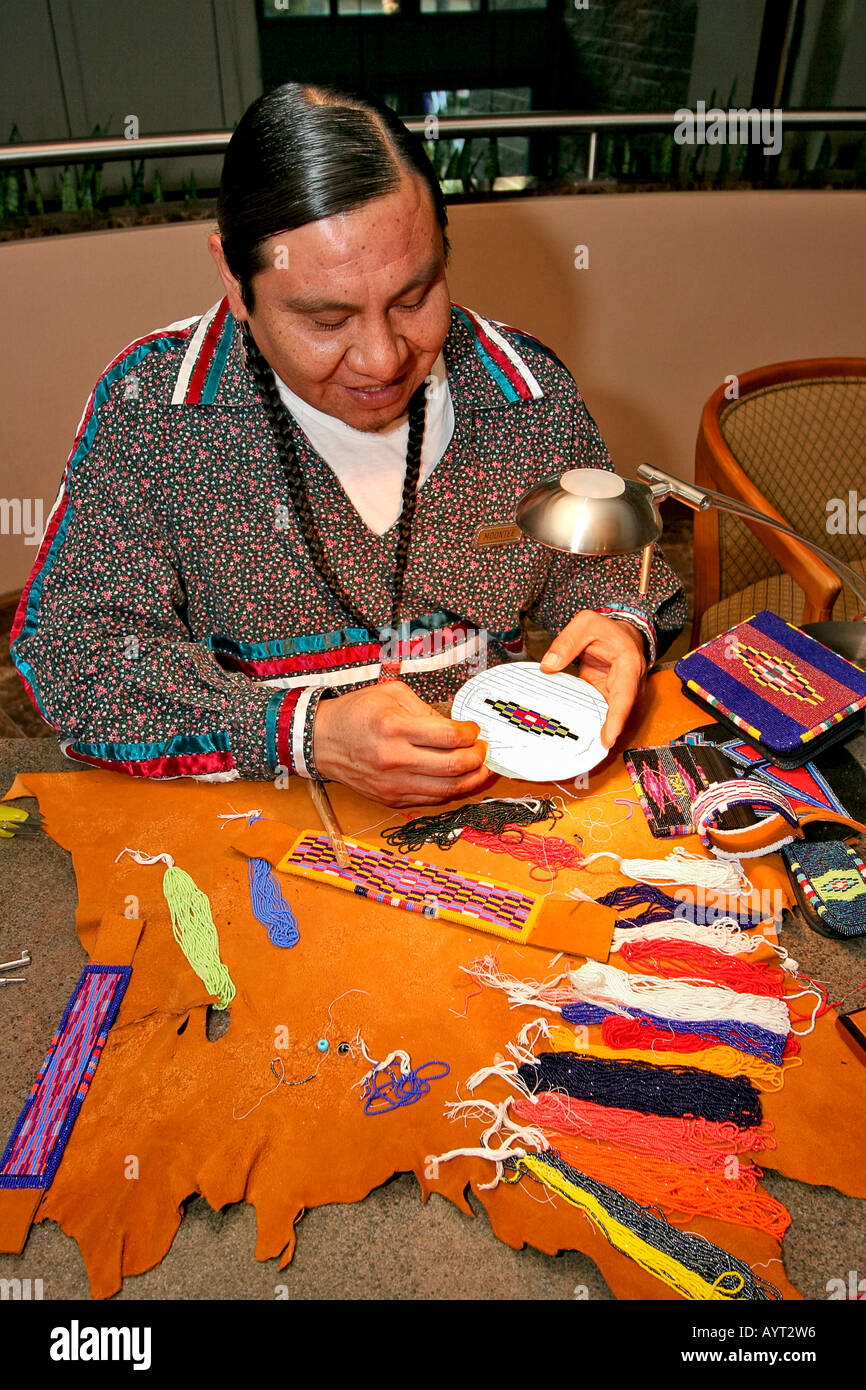 Hopi Native with his beadwork Stock Photo - Alamy