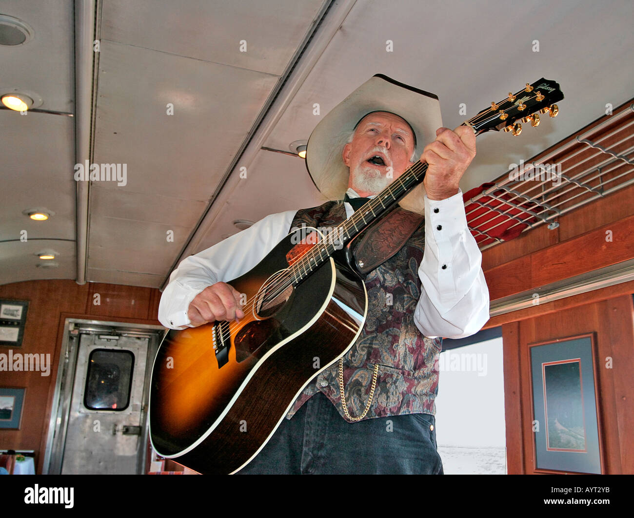 Singing cowboy on tourist train from Grand Canyon Stock Photo - Alamy
