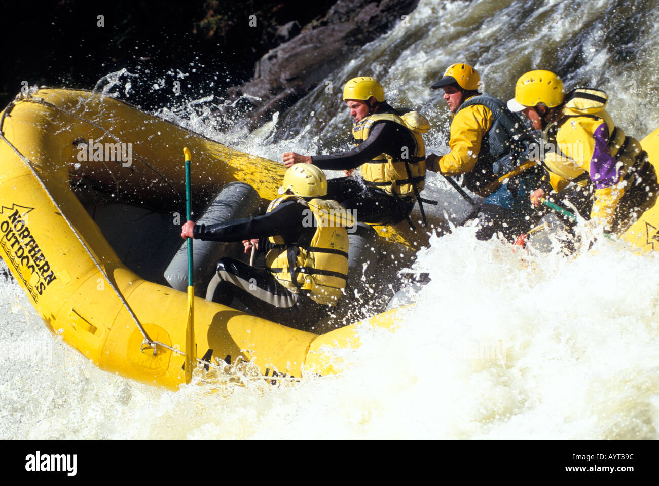 Group white water rafting on Kennebec River Maine USA Stock Photo - Alamy