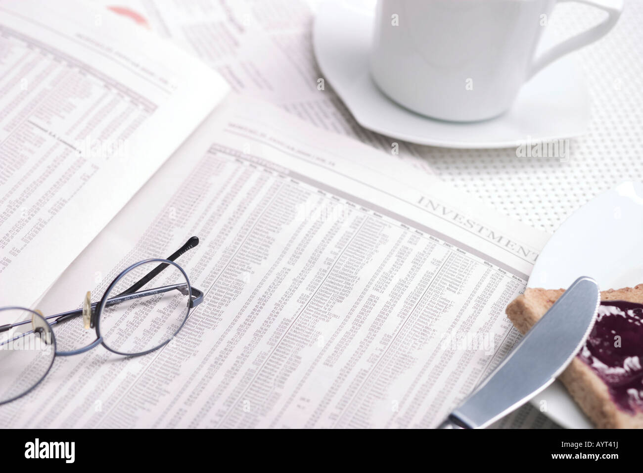 Morning breakfast with newspaper Stock Photo - Alamy