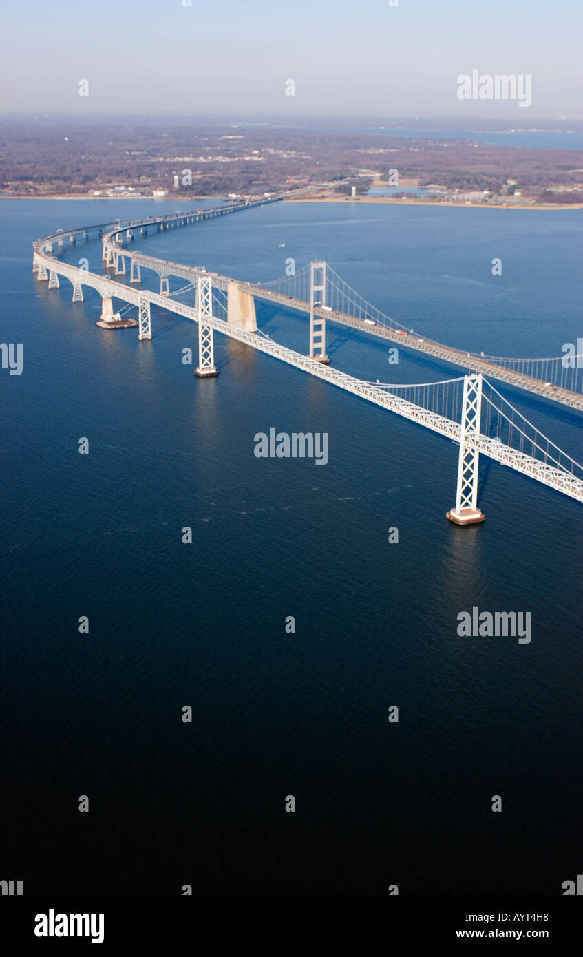 Aerial view of the Chesapeake Bay Bridge, Annapolis, Maryland USA Stock ...