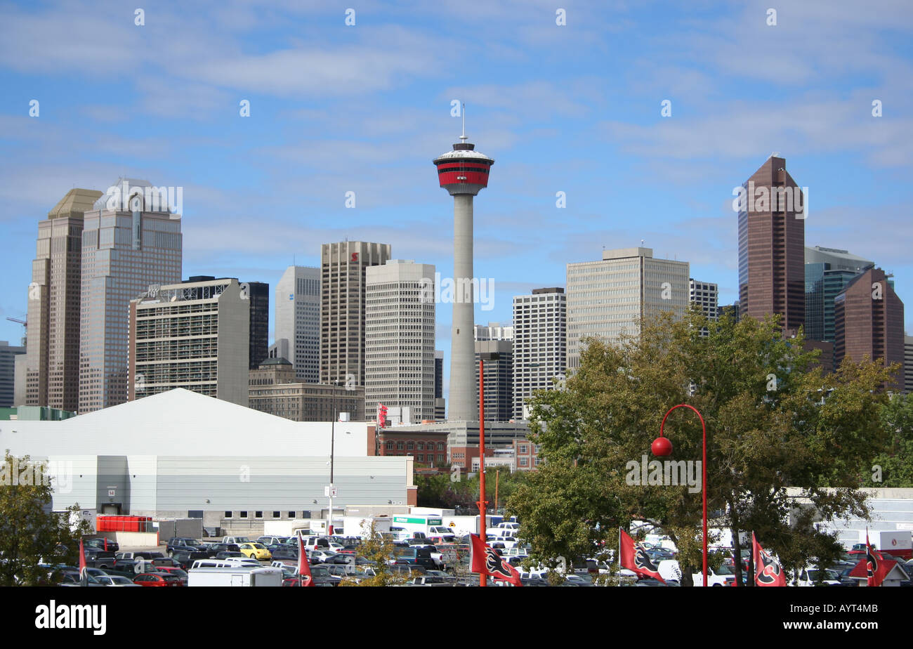 Calgary tower and Calgary skyline Alberta Canada September 2006 Stock ...