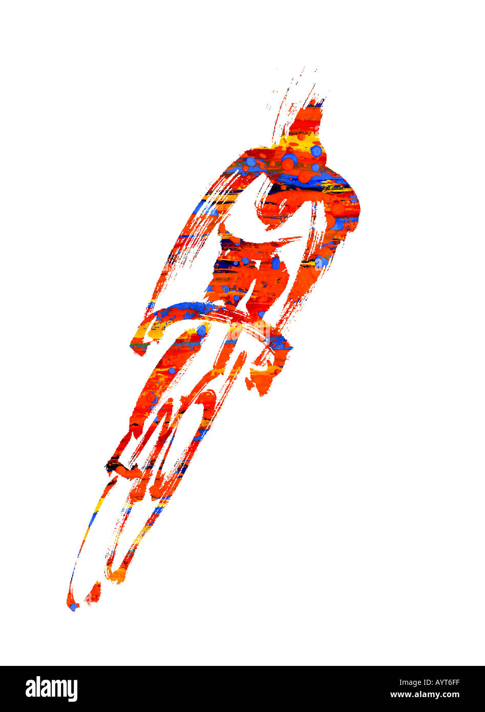 Abstract illustration of a woman on a bicycle Stock Photo - Alamy