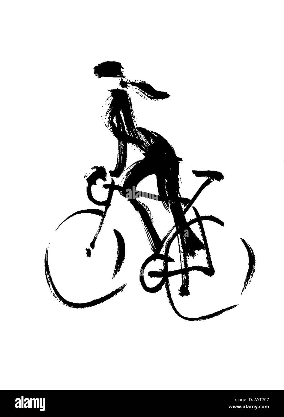 Lady on a bicycle Cut Out Stock Images & Pictures - Alamy