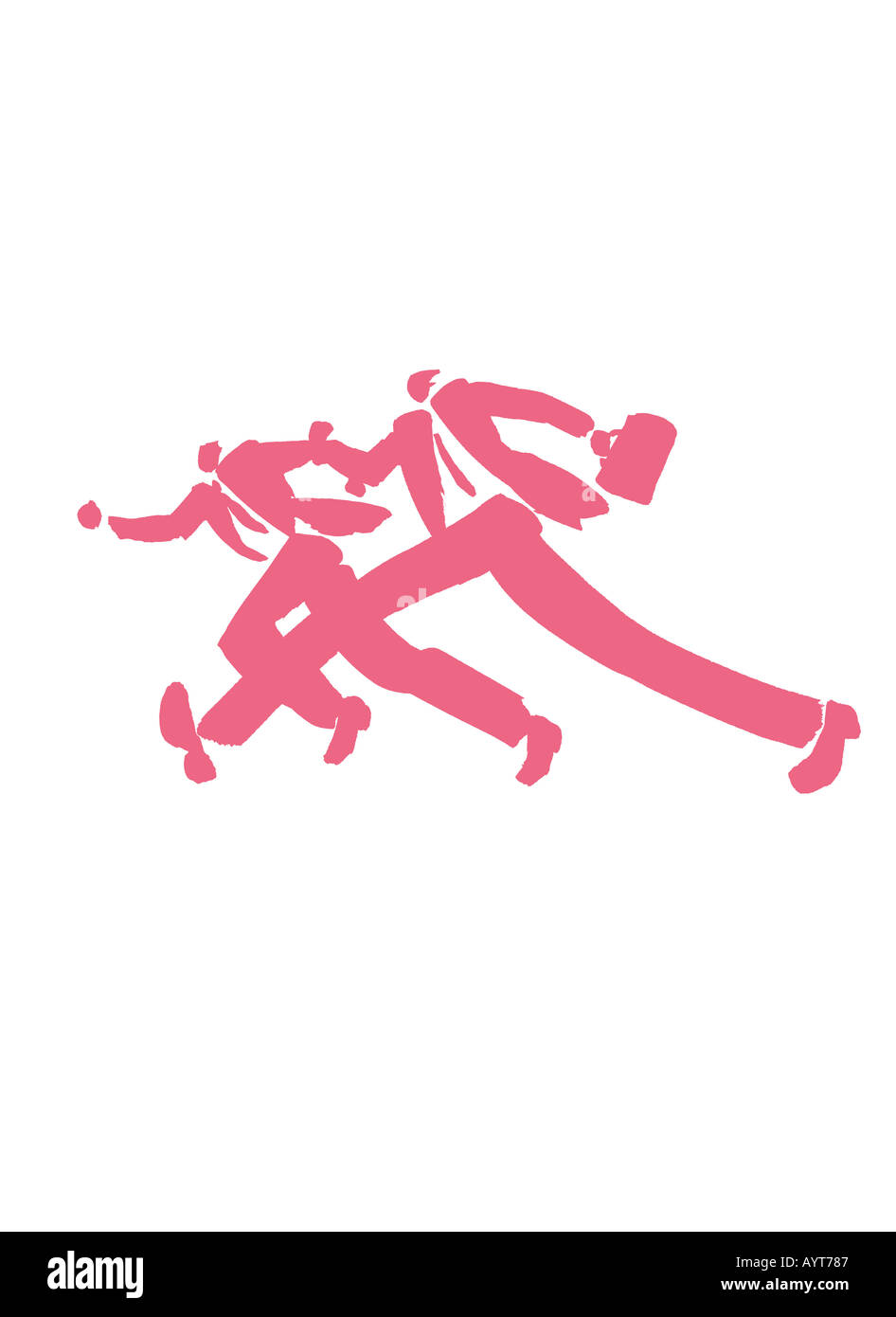 Pink brush work illustration of two businessmen racing Stock Photo - Alamy