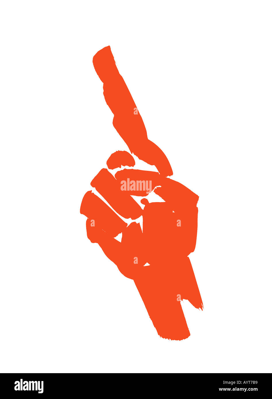 Orange brush work illustration of a pointing finger Stock Photo - Alamy